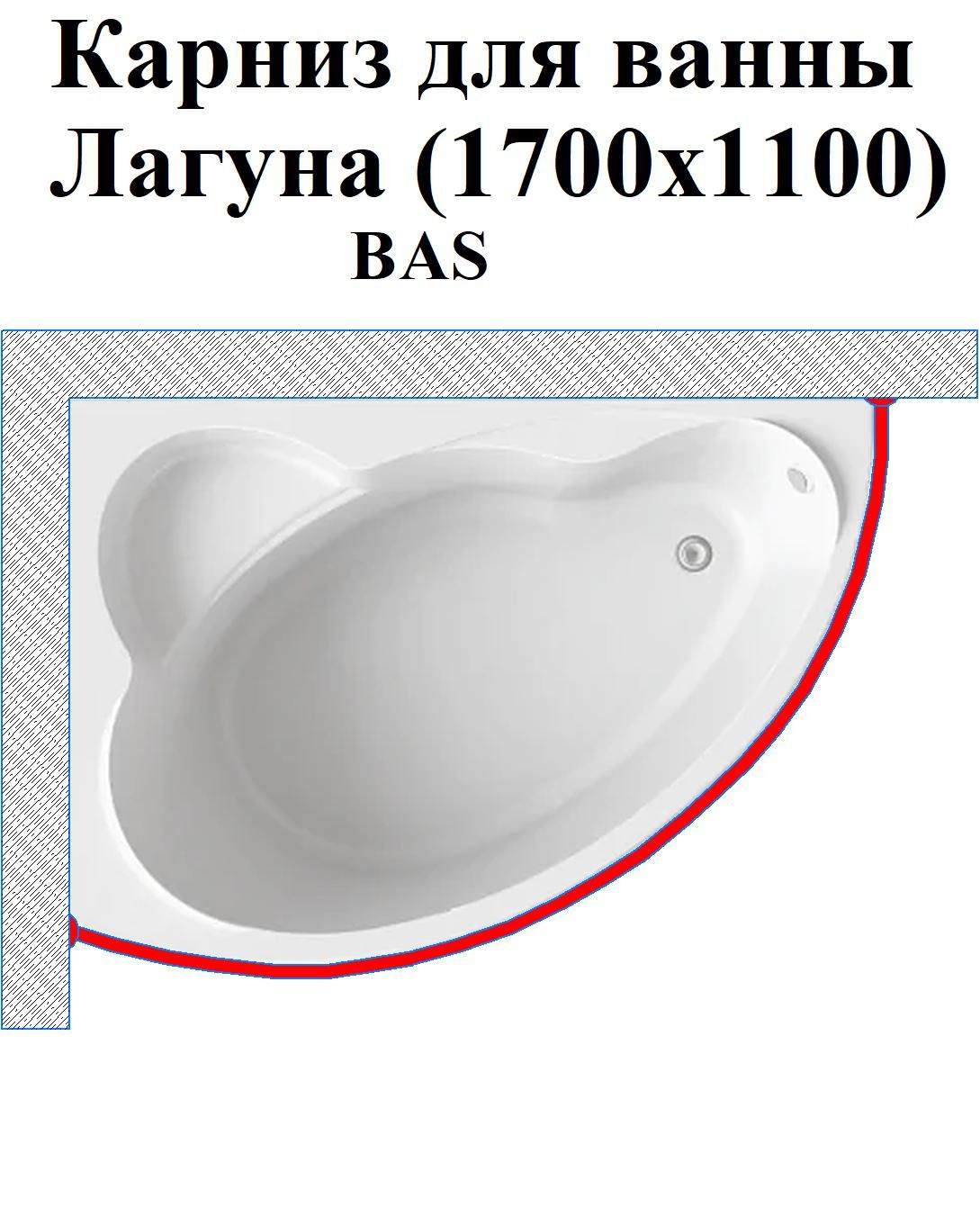 Карниз для ванны лагуна (1700х1100) BAS