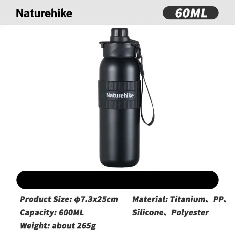 Naturehike 600 мл титановая термокружка Black