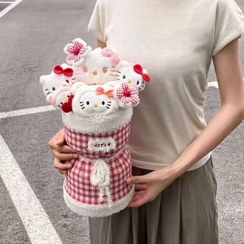 Букет из мягких игрушек Hello Kitty, милый подарок для девушек, мягкие куклы-цветы, подарок на день рождения подруге или девушке