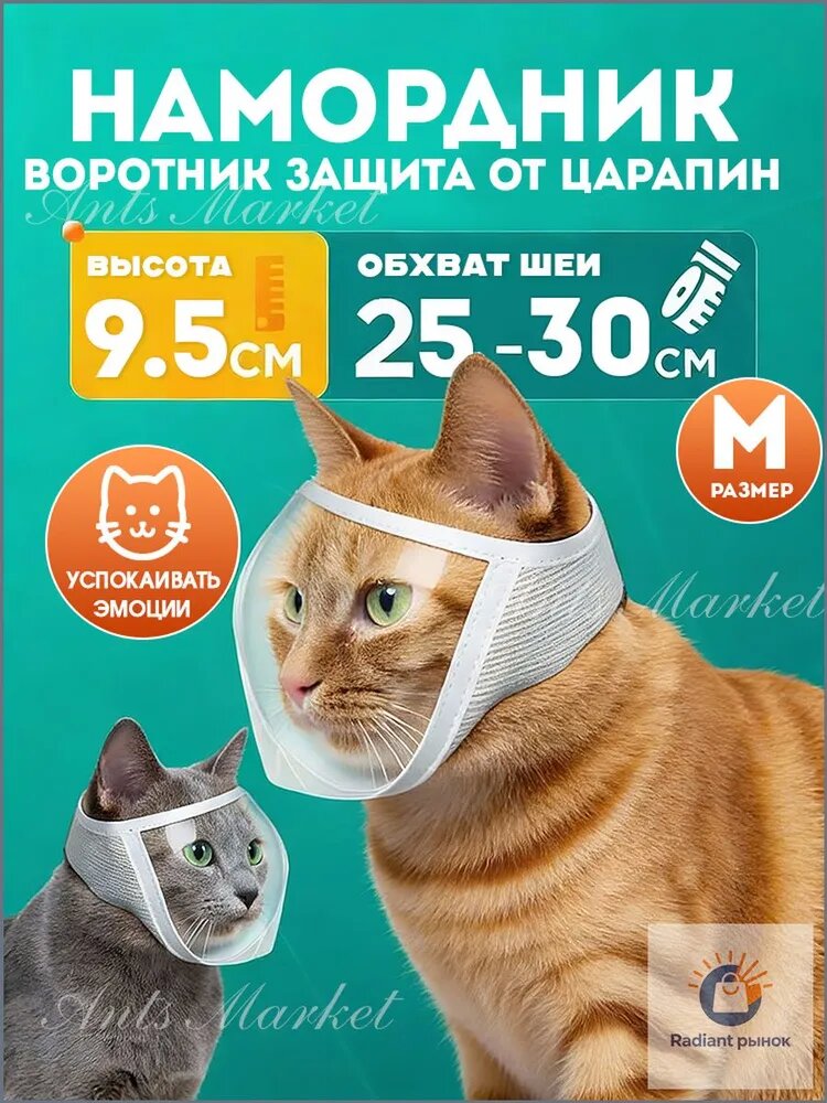 Маски для кошек, прозрачные маски для домашних животных, защищающие хозяина от укуса, 25 - 30 см, число M