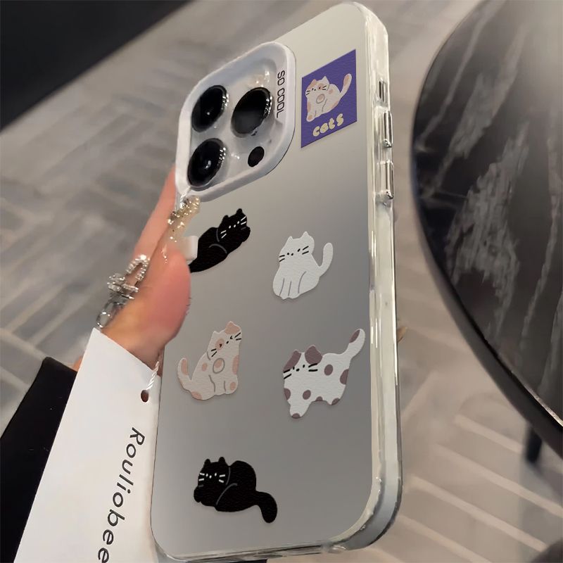 Чехол на Айфон 15 Про Макс / iPhone 15 Pro Max белый с наклейкой ленивого кота, премиальный ударопрочный чехол долговечный с декоративной наклейкой кота