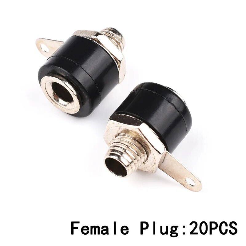 Разъемы «банан» 4 мм, черные и красные, комплект из 20 штук Female Plug Black