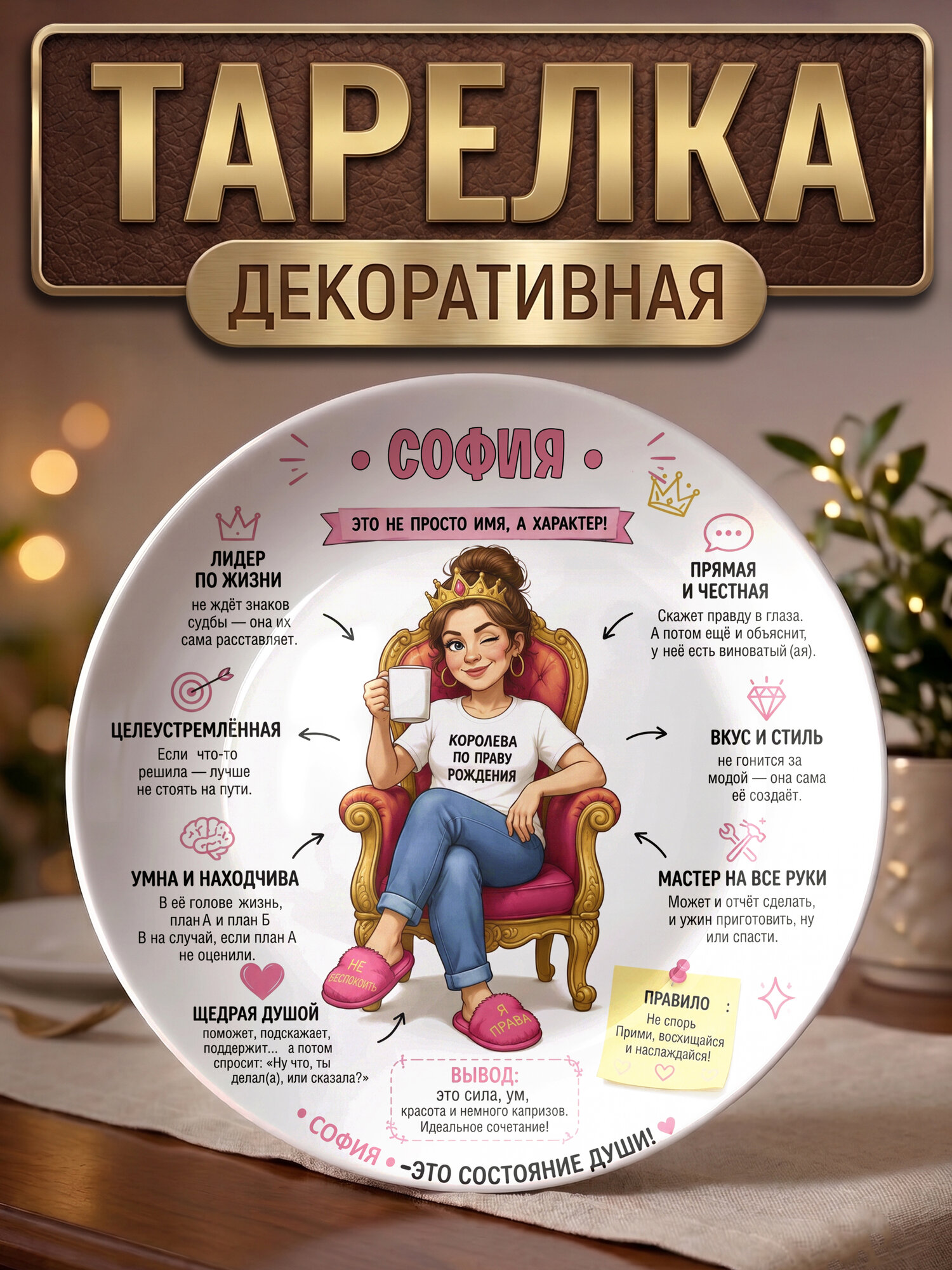 Тарелка декоративная София это не имя а характер