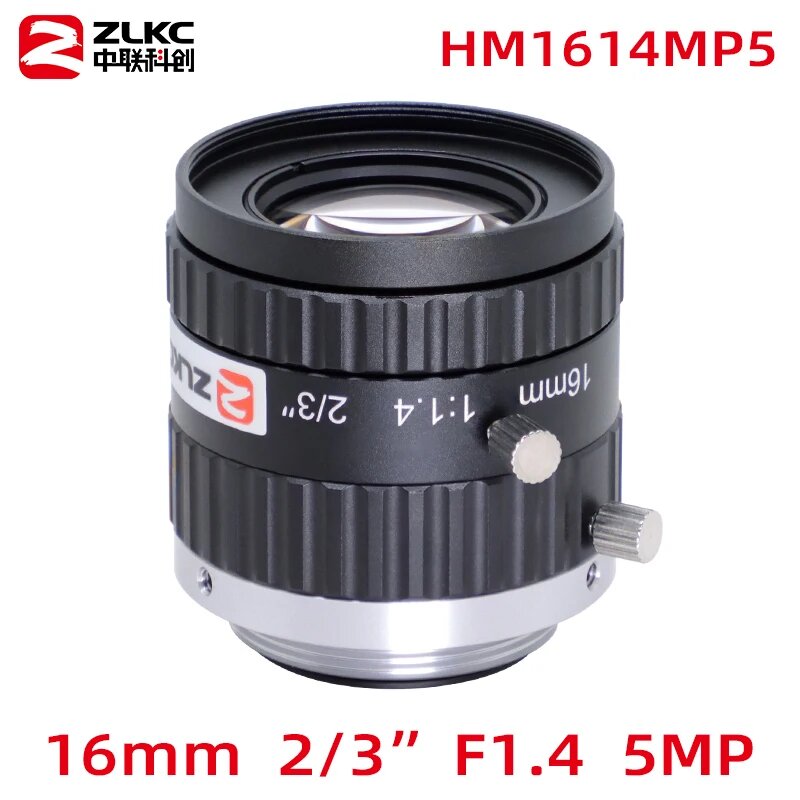 Объектив ZLKC 2/3 дюйма 5Мп ручной F1.4 16mm HM1614MP5