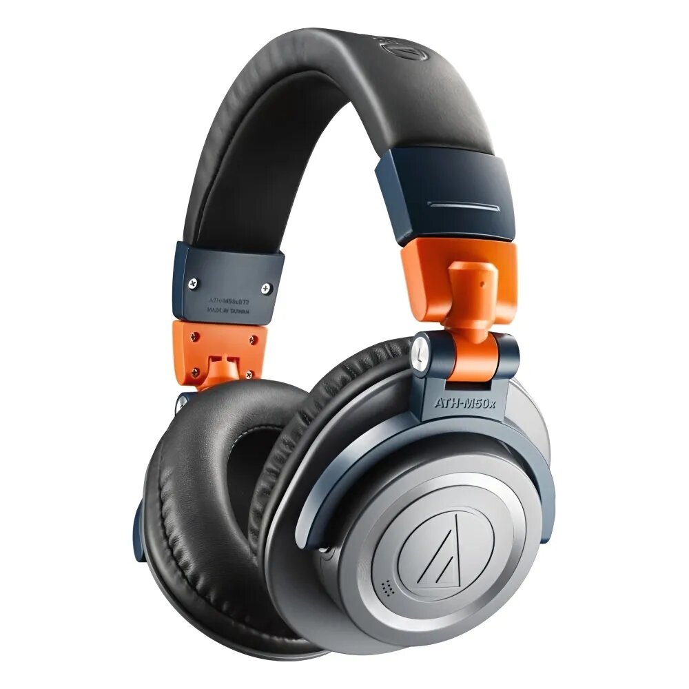 Audio-Technica Наушники с микрофоном Audio-Technica ATH-M50xBT2, Bluetooth, 3.5 мм, USB, черно-серый, оранжевый