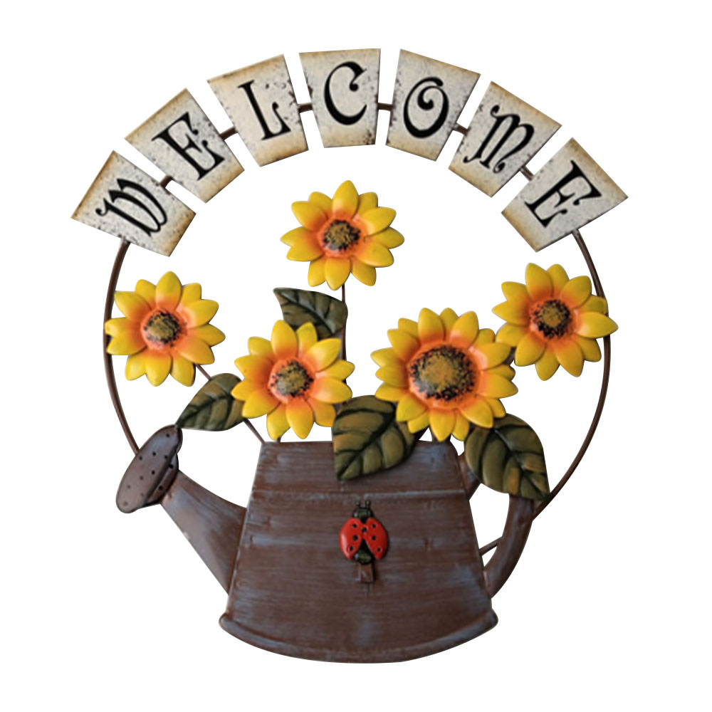 Металлический подвесной знак подсолнечника Solid Vivid Sunflower Welcome Wall Hanging Decor для сада желтого цвета