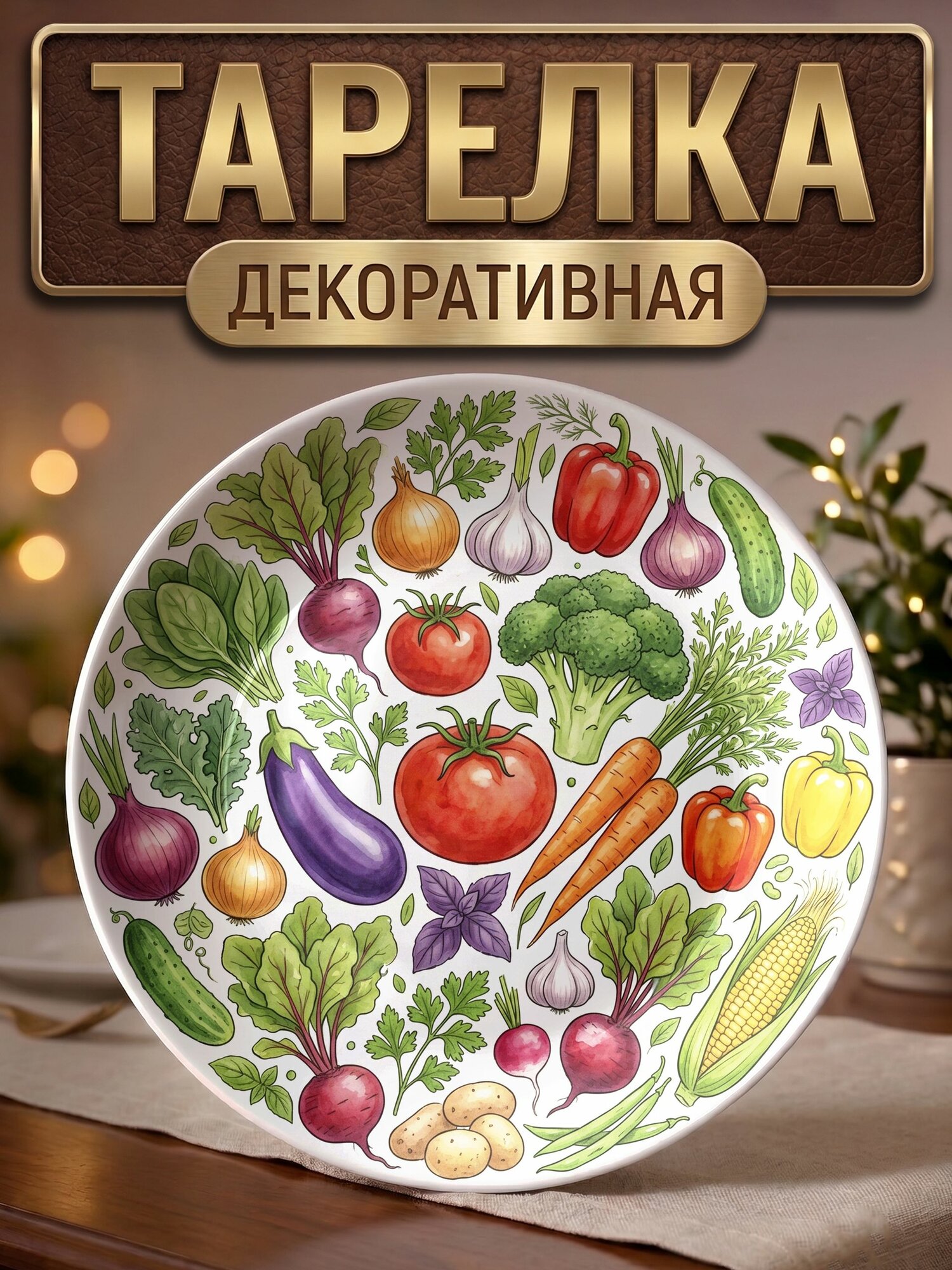 Тарелка декоративная Принт с овощами
