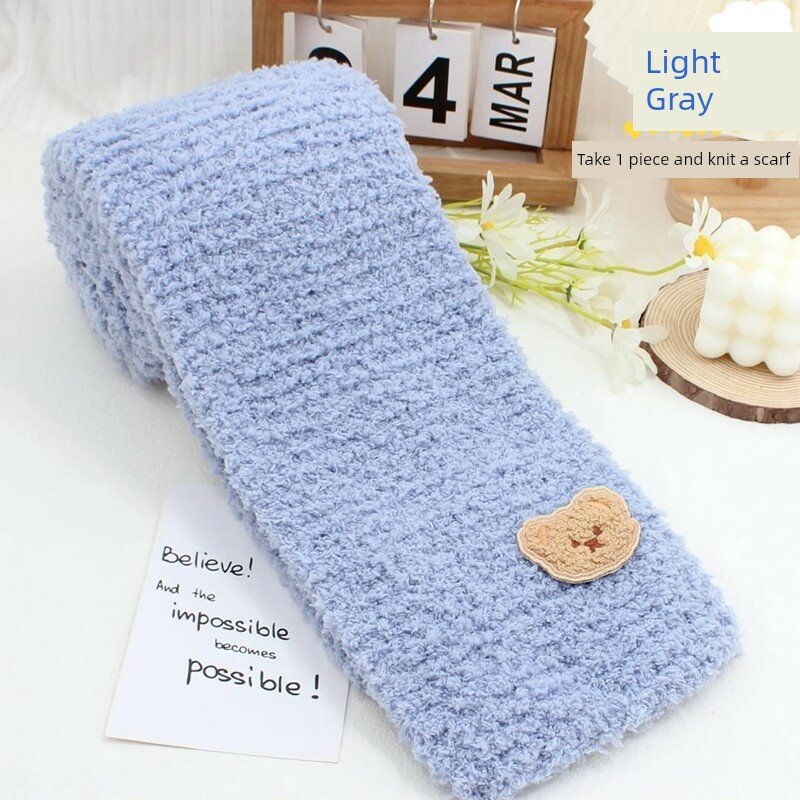 Набор для вязания шарфа из кораллового вельвета, светло-серый, зимнее рукоделие