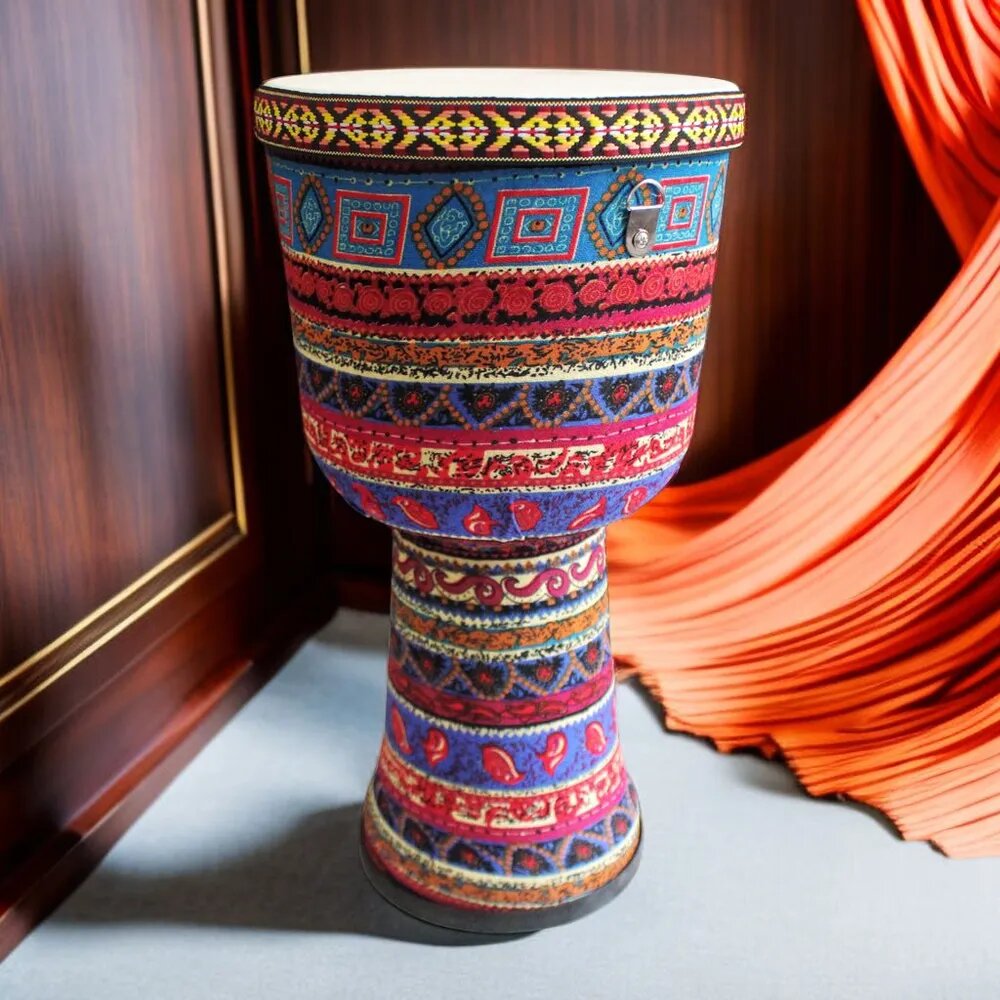 Барабан джембе-22.5cm, музыкальный этнический инструмент, "Светлый" 22.5*22.5*42 см, ручная работа