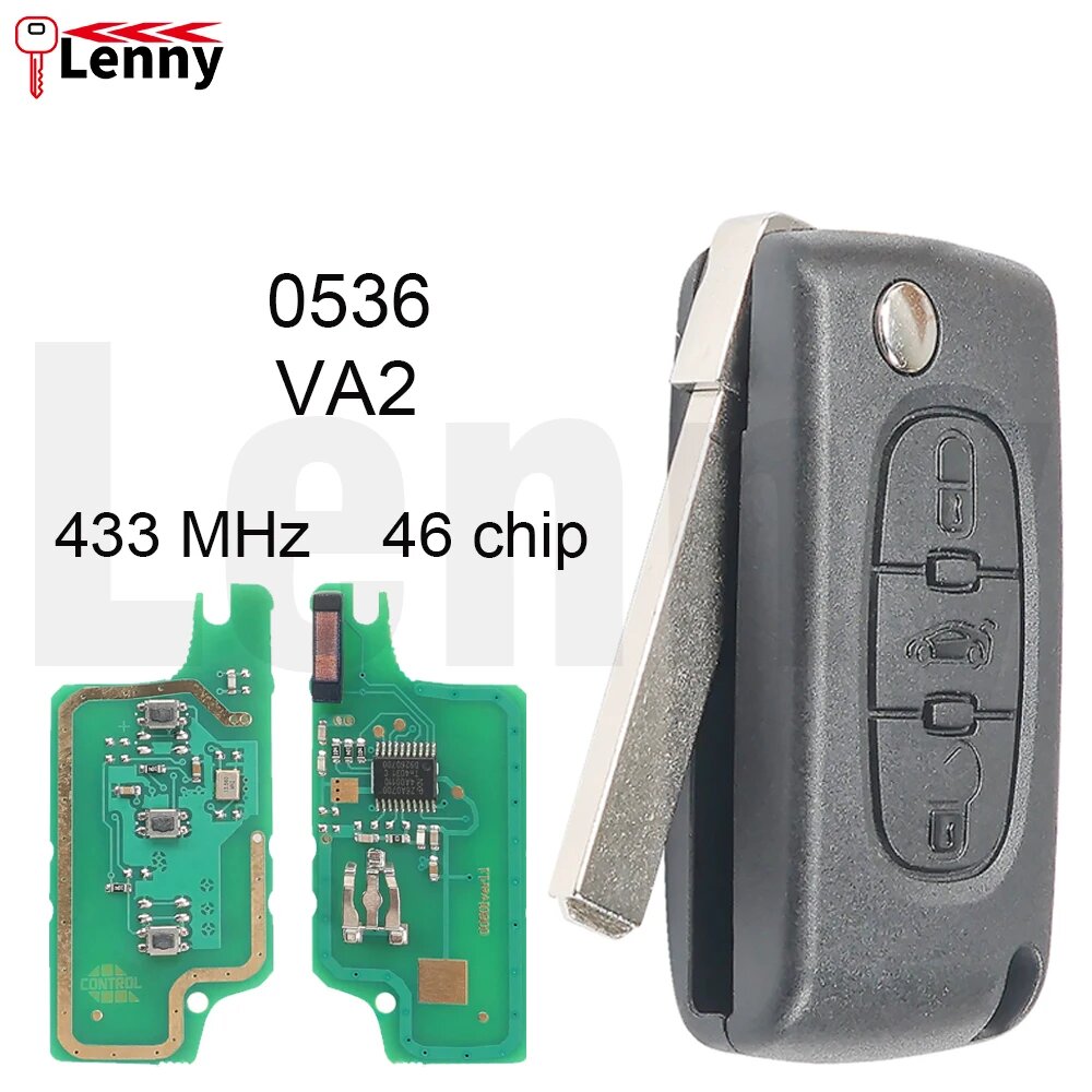 Автомобильный выкидной ключ Lenny 0523/0536 433 МГц ASK/FSK с 46 чипами, 3BT-0536-VA2, 433MHz FSK
