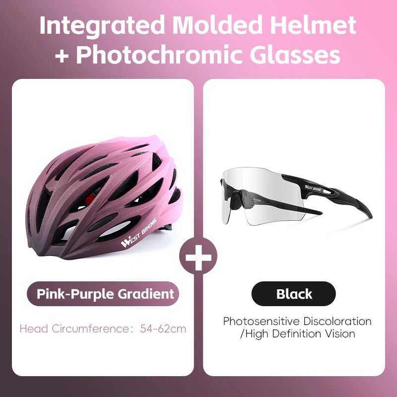 Велошлем West Biking YP0708112-116, розово-фиолетовый градиент