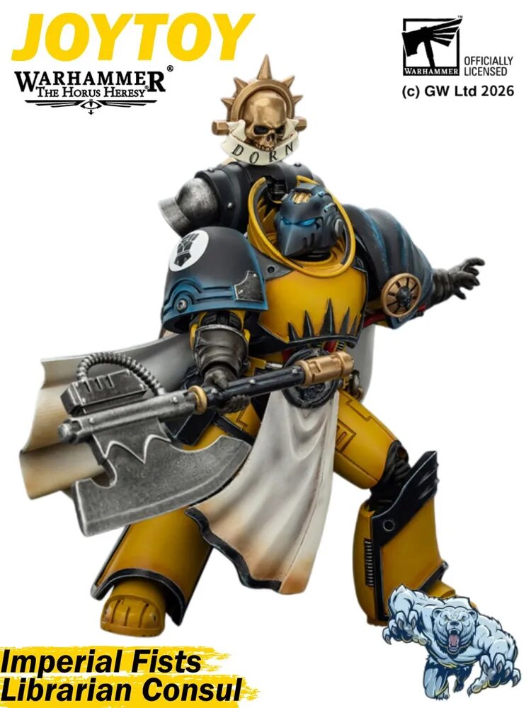 JOYTOY warhammer 30000 Imperial Fists Librarian Consul with Force Axe and Bolt Pistol 1/18 nодаpок коллекция игрушек