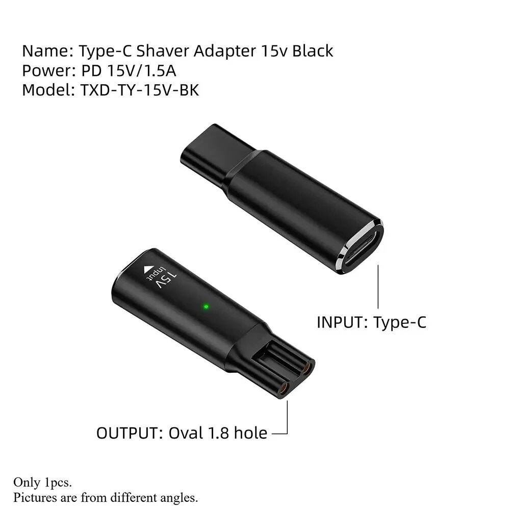 Адаптер Для Бритвы Brangdy Type-C HQ8505 15V Для Philips One Blade QP6520 QP6530 QP6510, Black