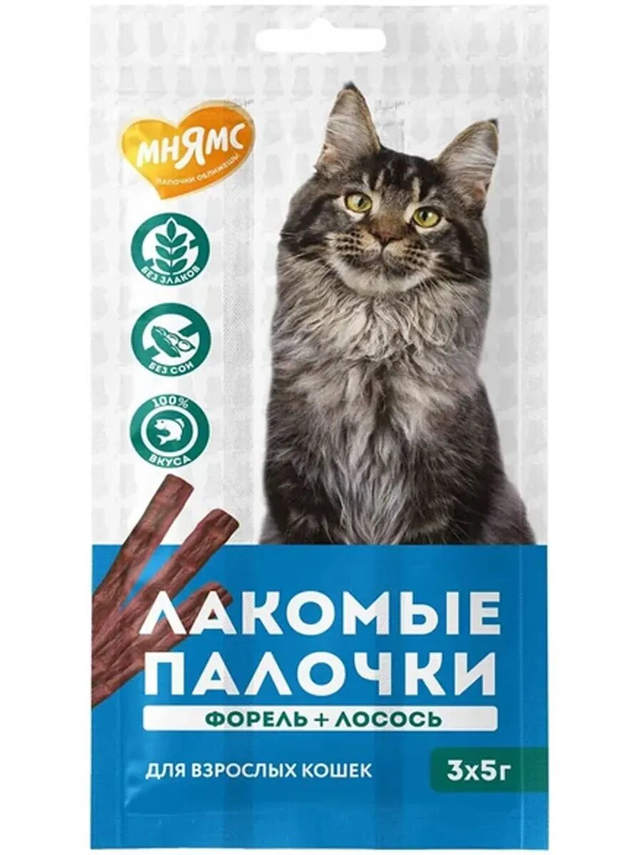 Лакомство палочки для кошек форель лосось 5 г 3 шт