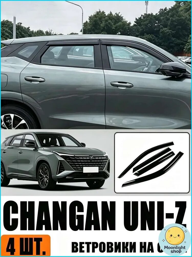 Дефлектор для окон, 4 шт, Черный, ABS пластик, Changan UNI-Z