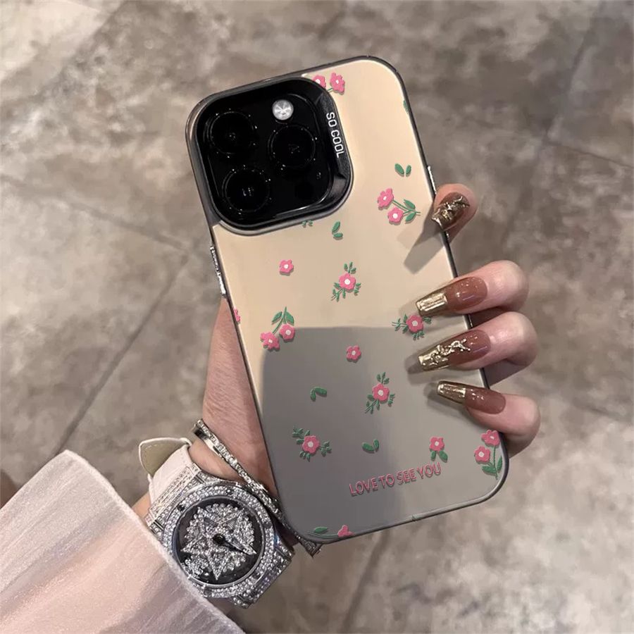 Чехол на Айфон 16 Pro / iPhone 16 Pro чёрный розовыми цветами и надписью