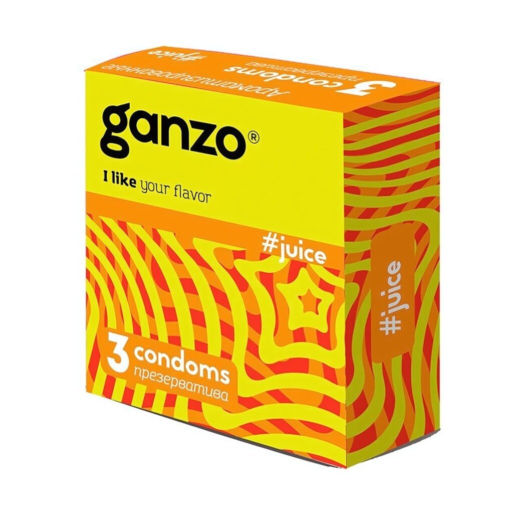 Презервативы ароматизированные GANZO NEW JUICE No3, 3 шт, латекс, прозрачные, 52-54х180 мм, с накопителем и смазкой