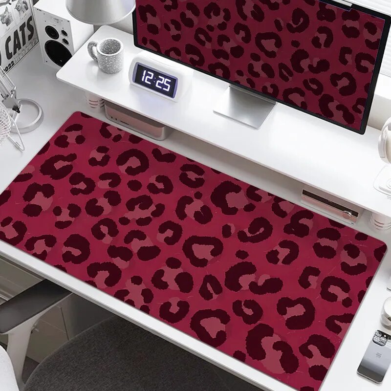 Розовый водонепроницаемый коврик для мыши Leopard Print Бордовый, 30x60x0.2cm, RK-5514
