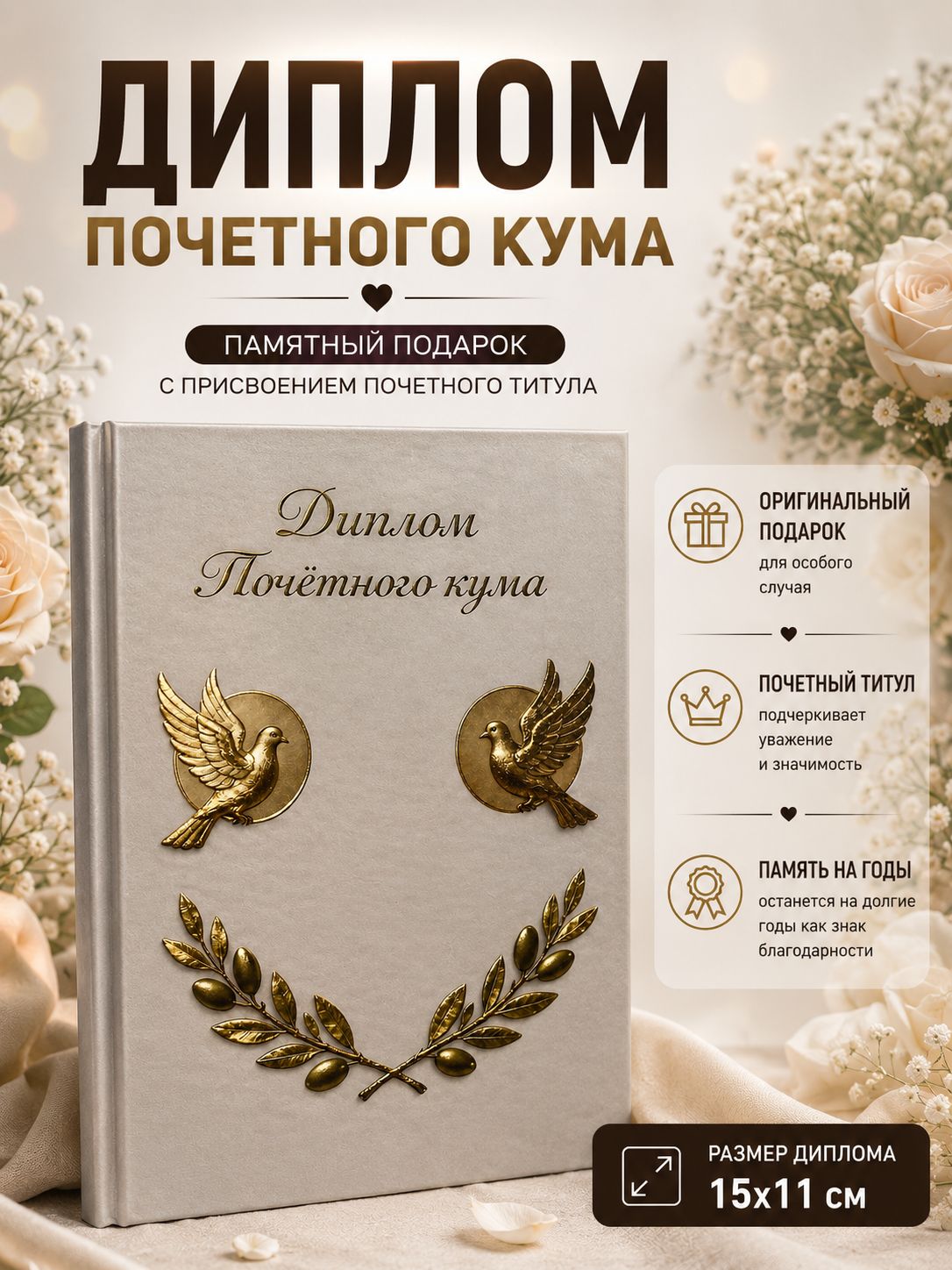 Диплом открытка Почетного кума А6