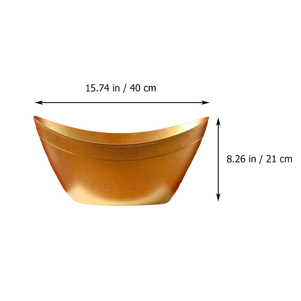 Подарочная Коробка Для Фруктов В Форме Счастливого Ингота Золотая 40x23cm
