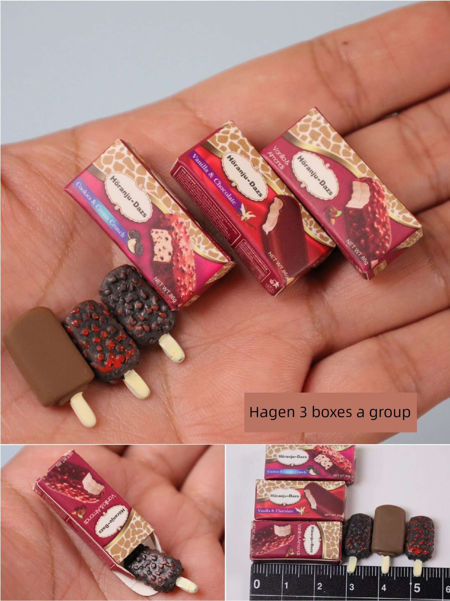 Коллекционная миниатюрная модель мороженого Häagen-Dazs - 3 отдельных коробки для демонстрации