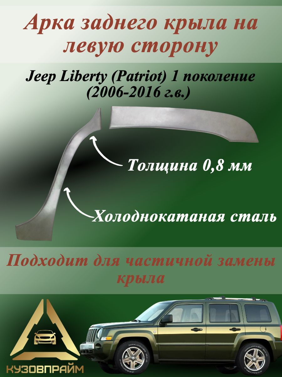 Арка ремонтная задняя левая Jeep Liberty (Patriot), холоднокатаная сталь 0.8мм, 1шт.
