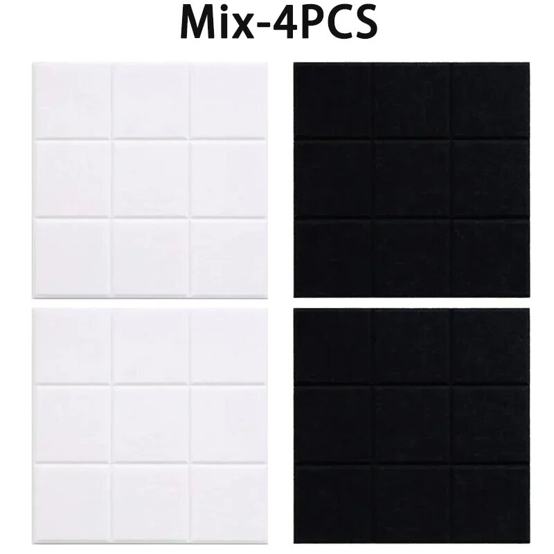 Фетровые наклейки для стены 30x30 см Черный, MIX B-4PCS