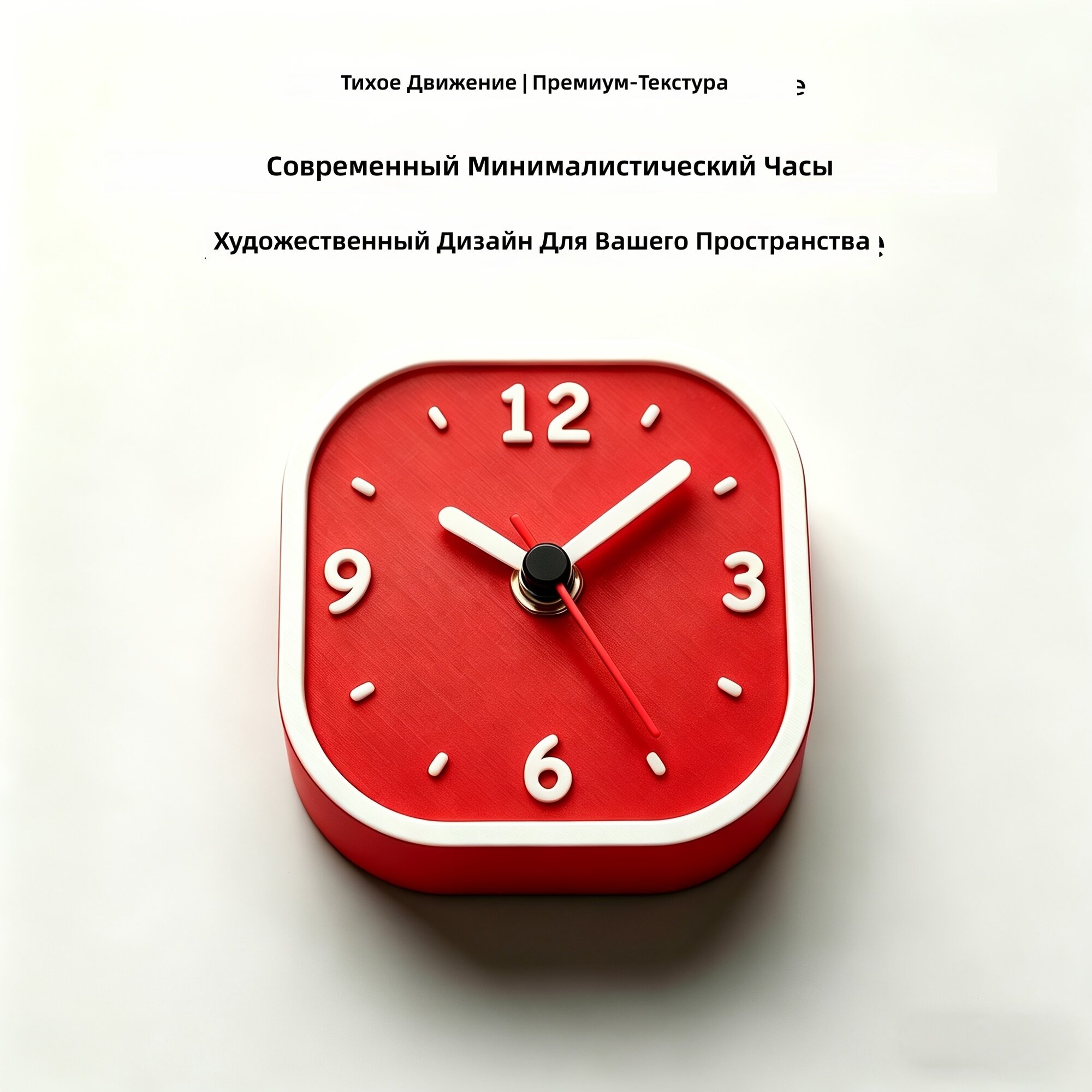 Настольные аналоговые часы минималистичного дизайна, бесшумные квадратные часы красного цвета, модель BYBF009, для офиса и спальни