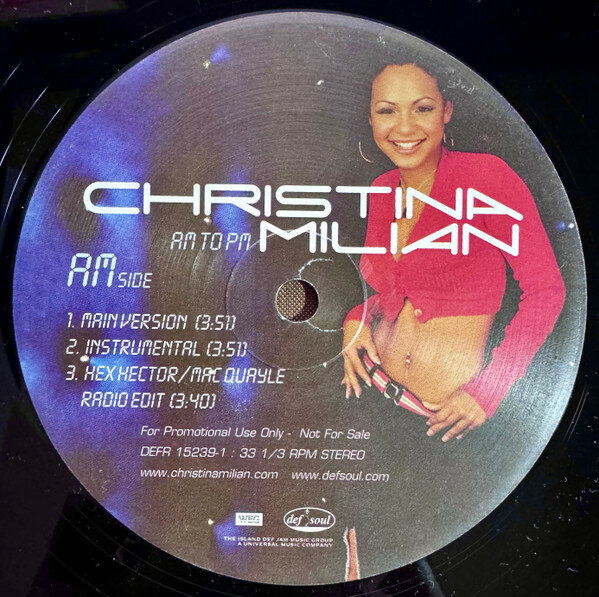 Виниловая пластинка Christina Milian - AM To PM (12" promo House, Synth-pop, Contemporary R&B 2001)