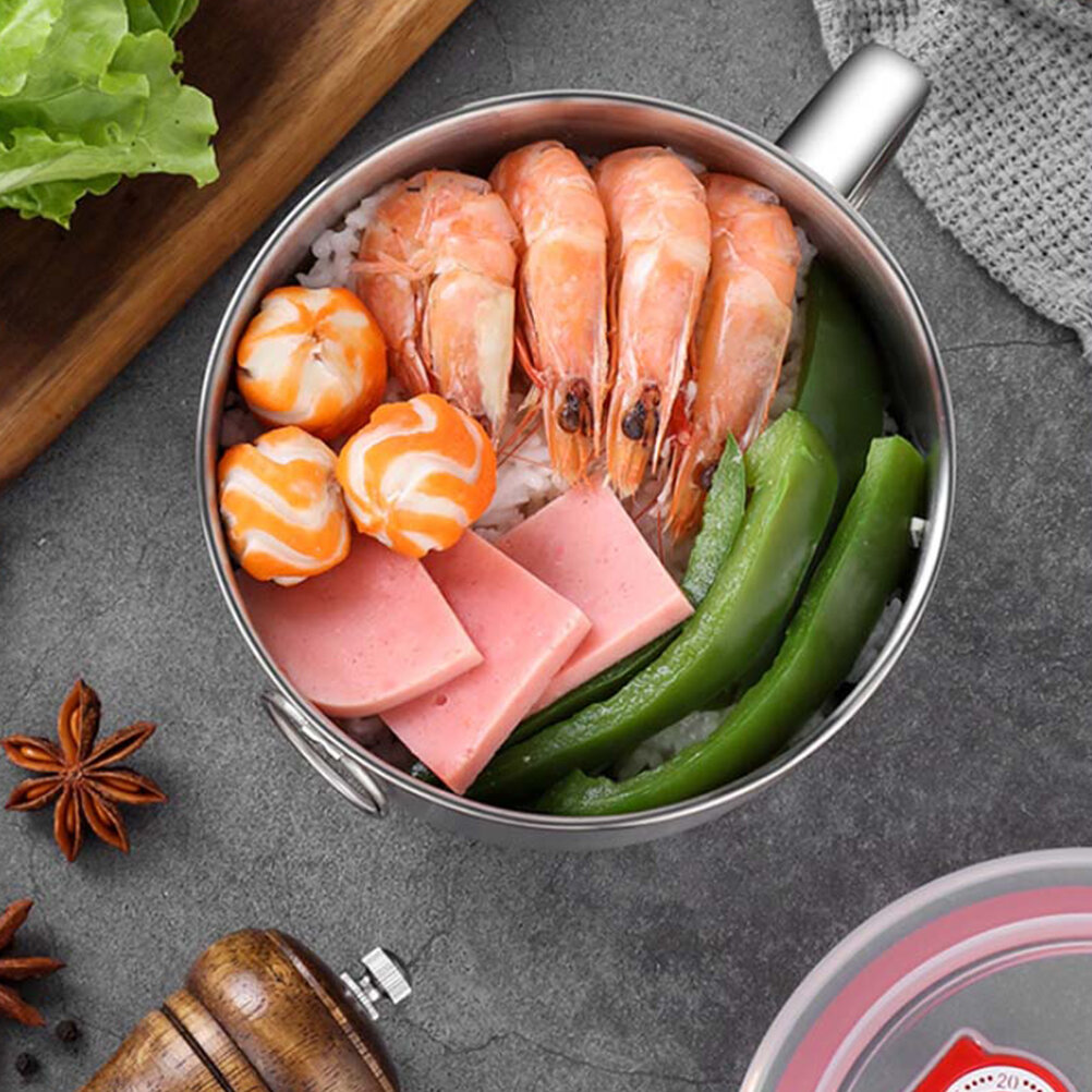 Stainless Steel Noodle Bowl С Термостойким Крышкой И Ручкой Для Супа И Лапши 15x10CM