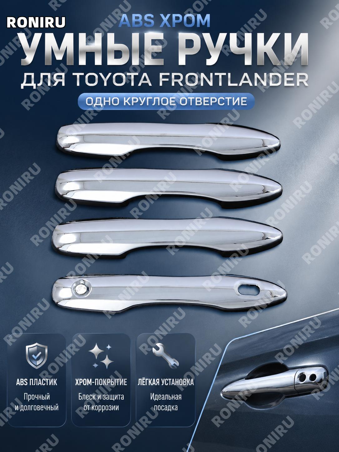 Накладка ручки Smart ABS с хромированным покрытием, одно круглое отверстие, для Toyota Frontlander 2022, тюнинг