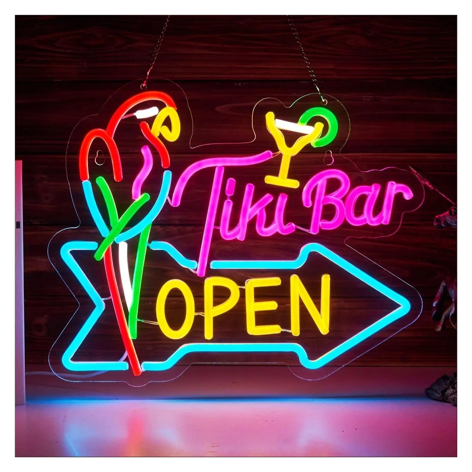 "Tiki Bar Open" Неоновая Вывеска 43x35,5см