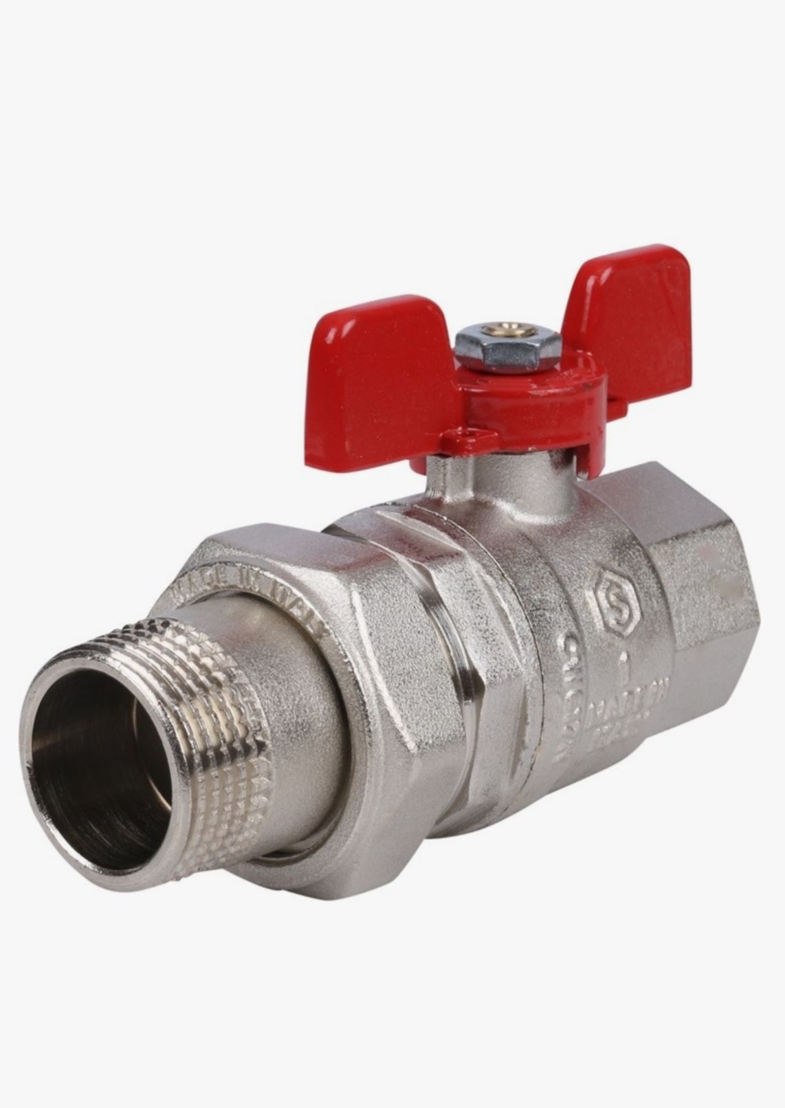 Кран шаровой Giacomini с накидной гайкой (Американка) Ду 32 бабочка R259X009