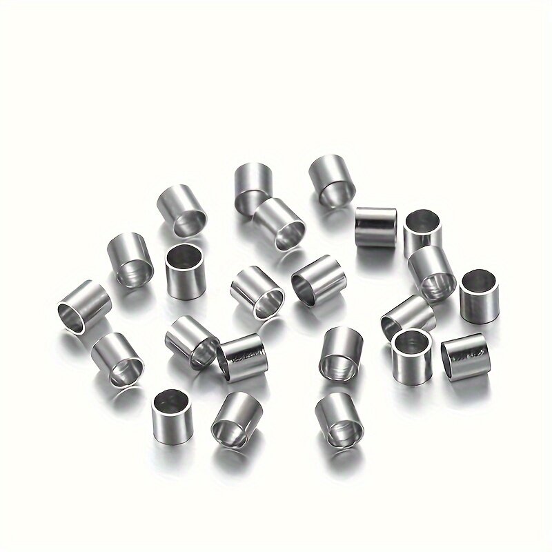 Соединительные бусины-трубочки медные, цвет родий, размер 2.0 мм, 200 шт.