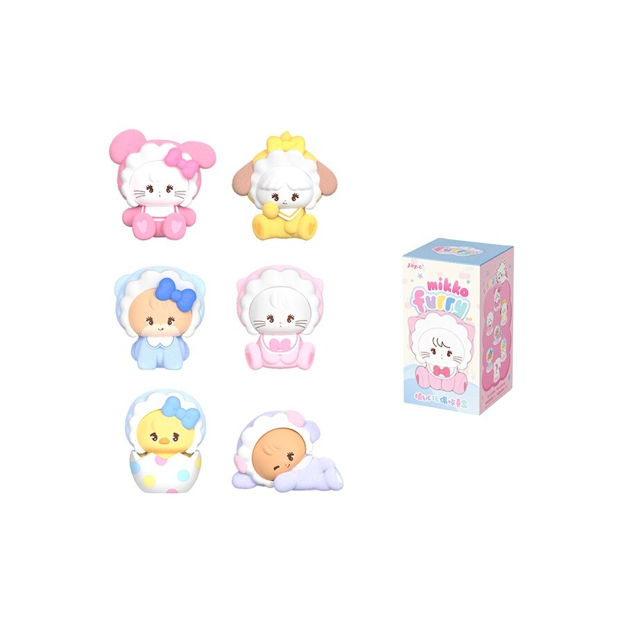 JOYC Mikko Furry Collection Flock, Surprising Fluffy Mystery Boxes Single Mystery Box/Full Box 6 Pcs