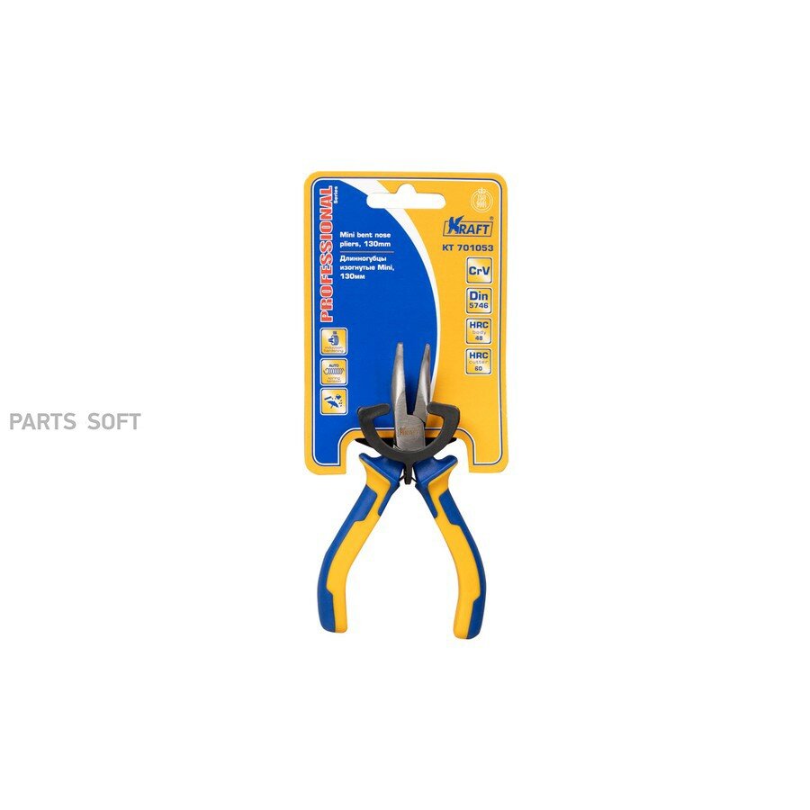 Длинногубцы изогнутые 130 мм Kraft KRAFT KT701053 | цена за 1 шт