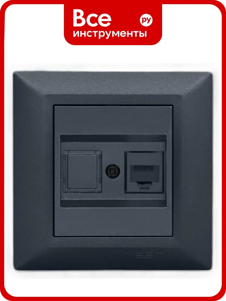 Розетка Metronex Electric Рим Графит для сетевого кабеля LAN FRZ00010123GRA