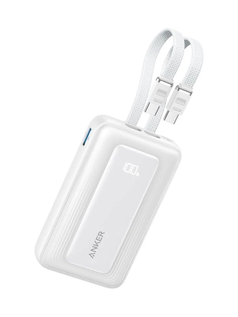 Anker Zolo Power Bank Built-in Dual USB-C Cable A110L 35W 10000mAh, белый, портативное зарядное устройство (Powerbank)