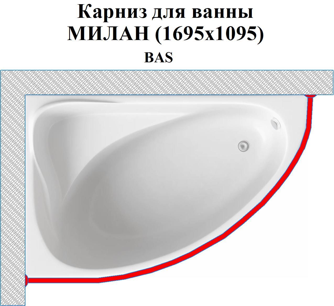 Карниз для ванны милан (1695х1095) BAS