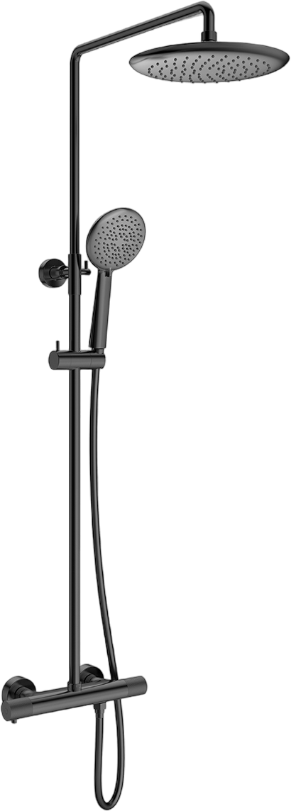 Душевая стойка Vincea Дизаер (Desire) VSFS-1D0TGM со смесителем, с термостатом, вороненая сталь