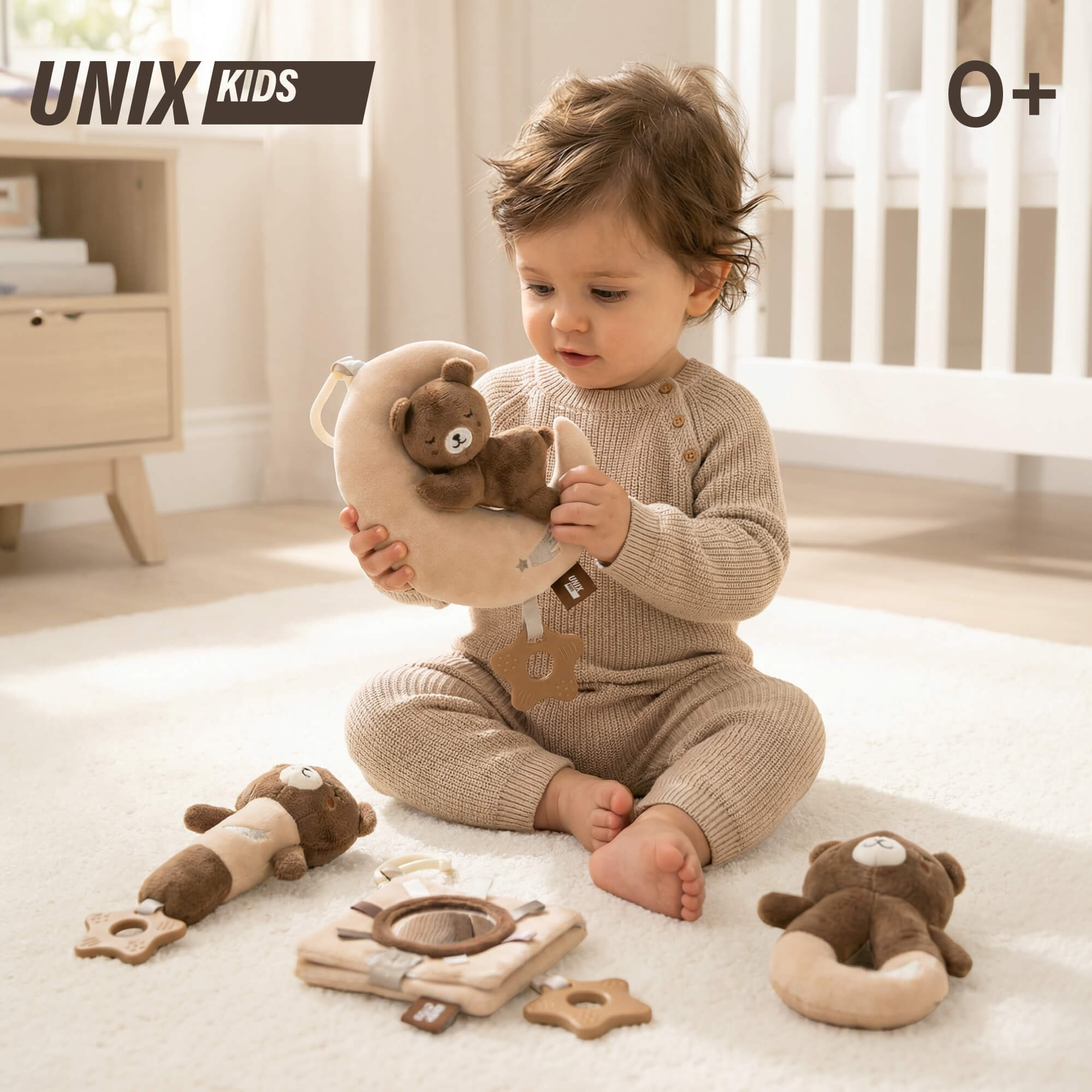 Игрушка UNIX Kids подвеска Мишка на луне 0+ набор 4 шт