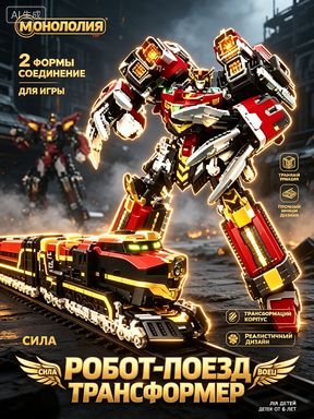Трансформер 2 в 1 "Бластрейн", робот-поезд Метал Кард Бот, 33 см, для мальчиков