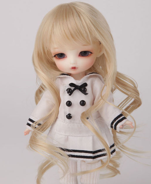 Парик для БЖД кукол Luts Wig TDW-04-Heat Resistant Fiber (волнистый парик с челкой: цвет блонд размер 14-16 см для кукол БЖД Латс)