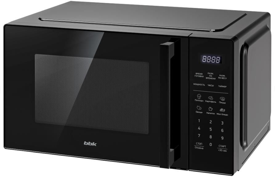 Микроволновая печь BBK 23MWS-852S/B черный, без поворотного стола, объем 23 л, мощность 800 Вт, автоменю, блокировка от детей