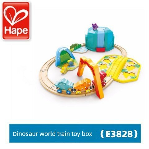 Hape Динозавры мир железнодорожная игрушка коробка обучающий деревянный поезд комплект для малышей 18+ месяцев