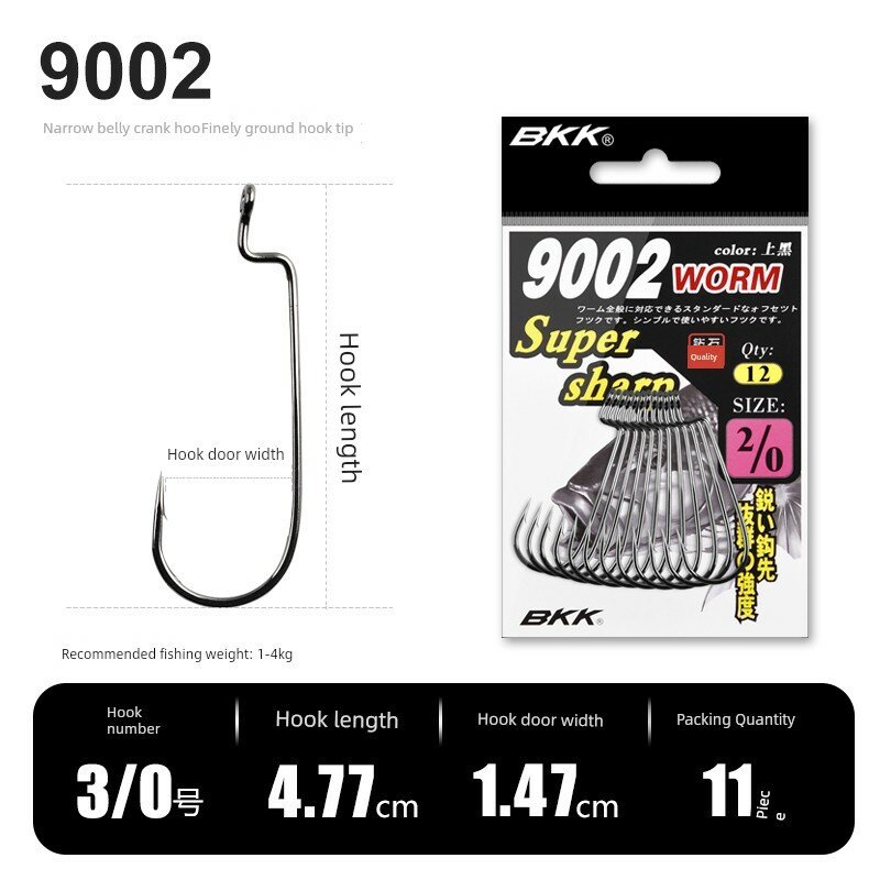 9002 Крючок для ловли басса мягкая приманка размер 3/0 - Высококачественный рыболовный крючок набор из 11 штук