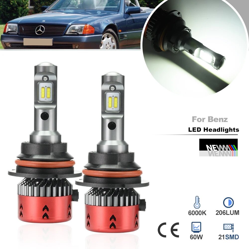 Для Benz SL-Class R129 SL320 1994-1997 SL500 SL600 1994-2002 Передняя 9004 HB1 Комплект для переоборудования светодиодных фар Hi/Lo 6500K Лампа Canbus