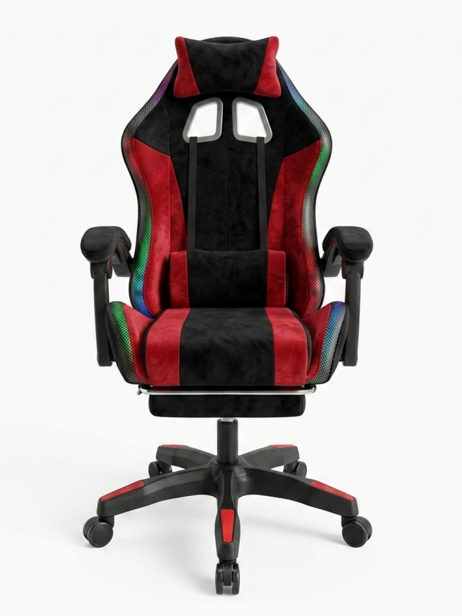 Игровое компьютерное кресло Jiqiao с RGB подсветкой, динамиками, массажером и подставкой для ног