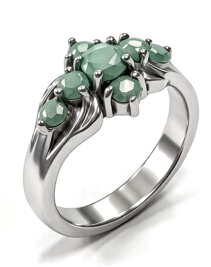 Кольцо, серебро, 925 проба, родирование, изумруд