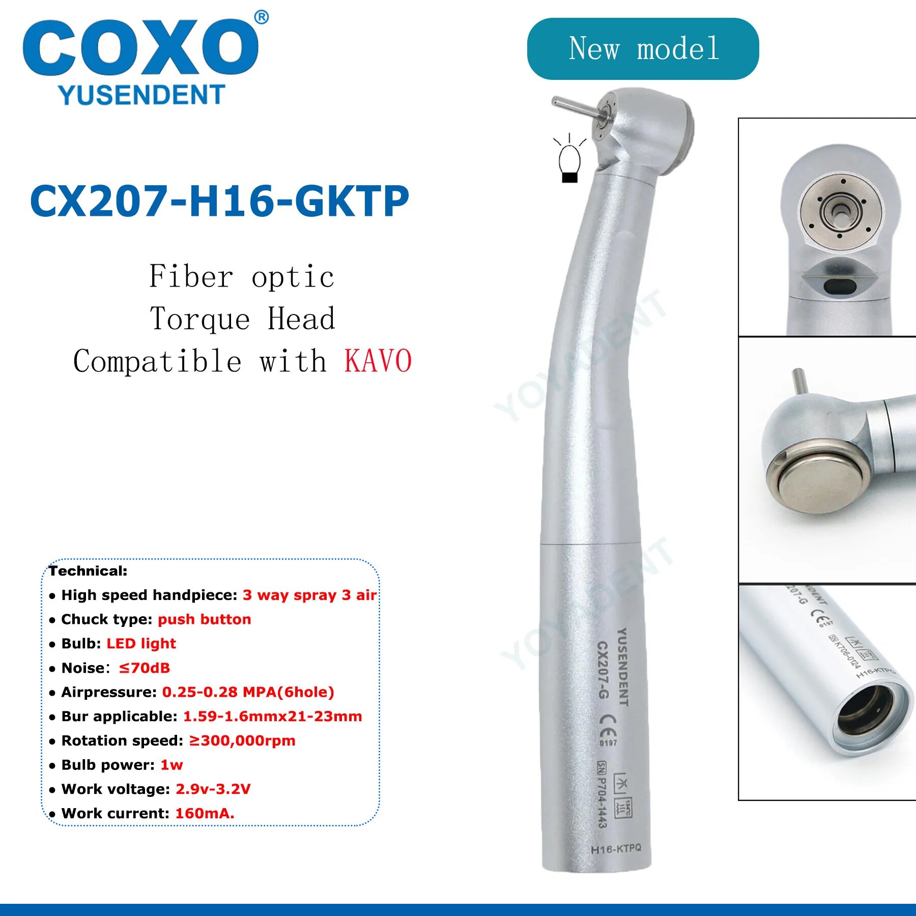 COXO Турбинная стоматологическая ручка CX207 GKTP and CX229-GK1